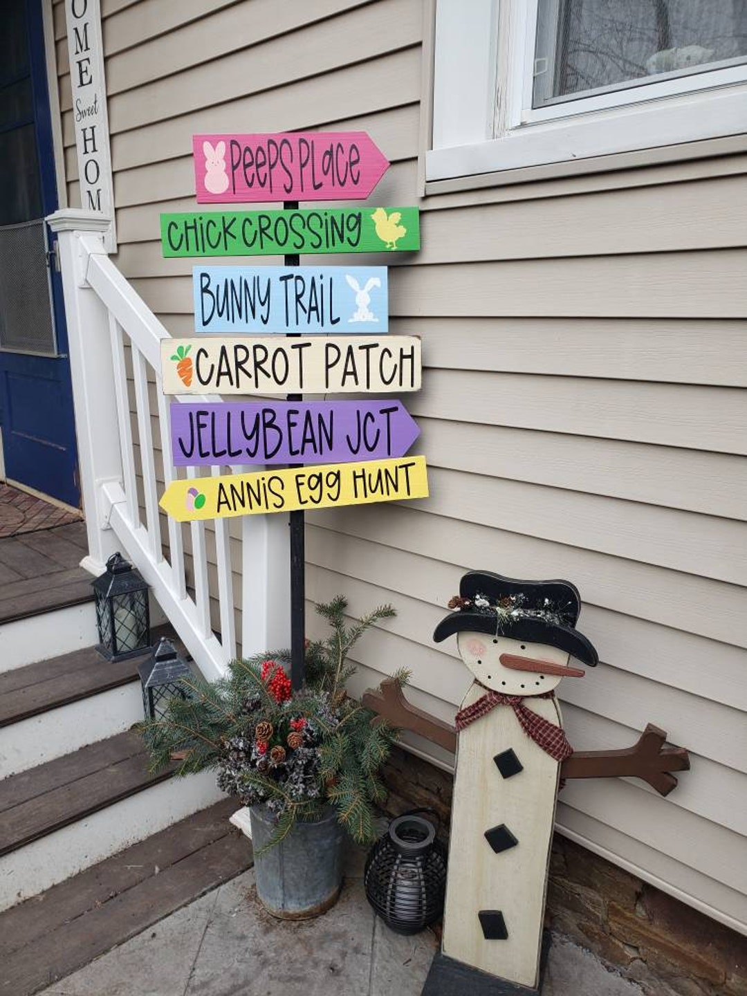 Easter Sign Easter Directional Sign Easter Porch Sign Wood Arrow Easter ...