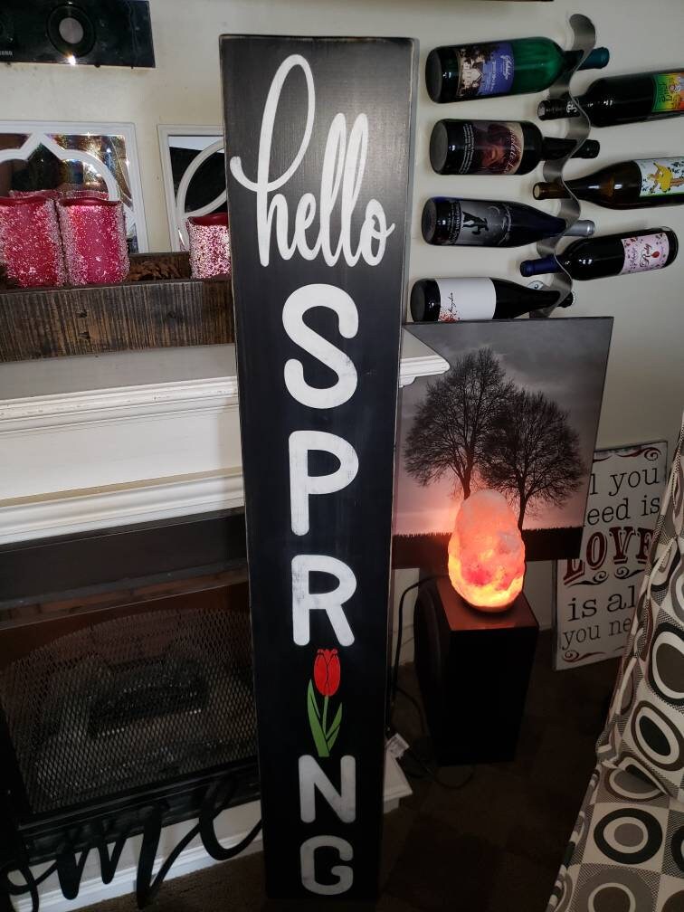 Spring Porch Sign Reversible Vertical Distressed Wood Sign | Etsy