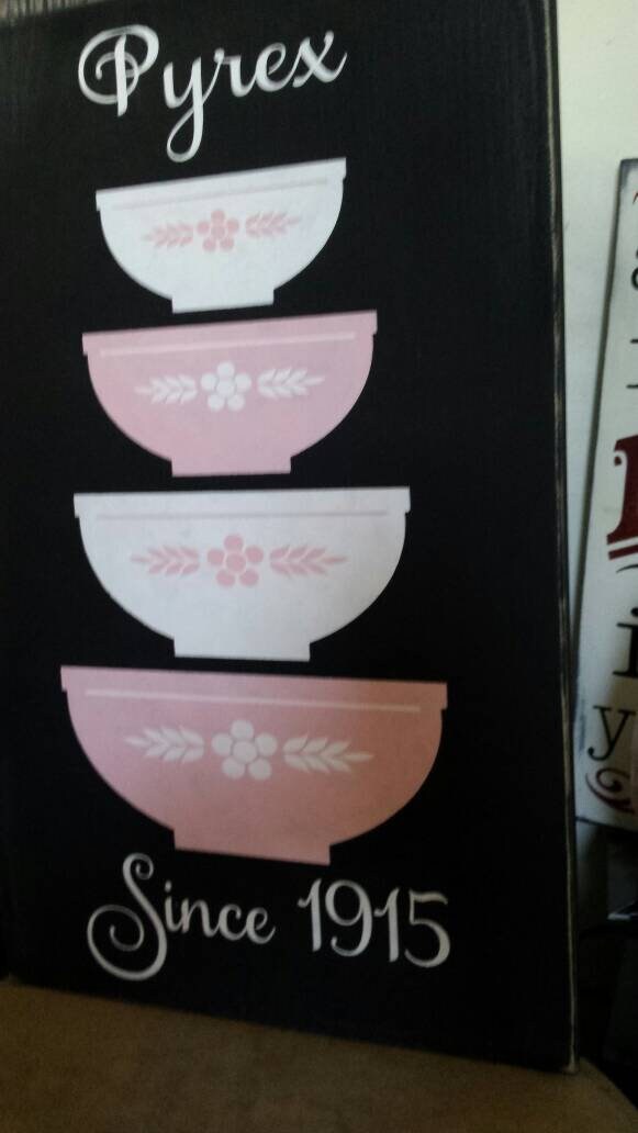 Pyrex Wood Sign Rustic Distressed Wood Large Wall Hanging | Etsy