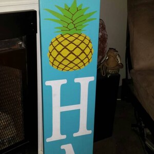 Aloha Hawaiian Wood Porch Sign Hawaiian Pineapple Entryway Wood Rustic ...
