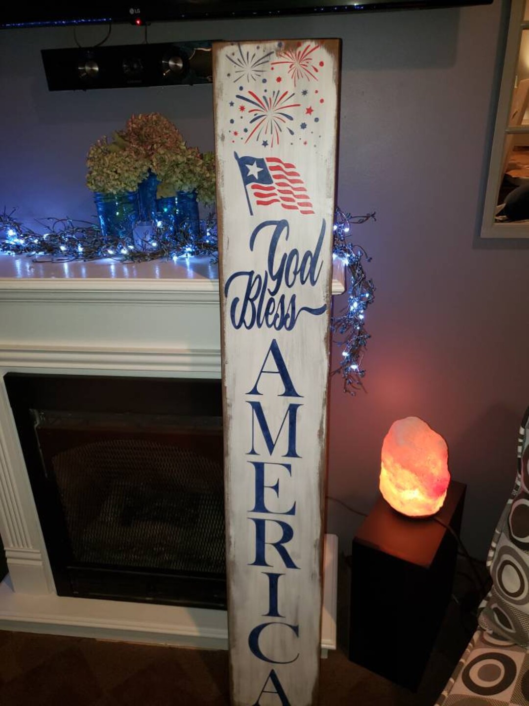 God Bless America Porch Sign Rustic Wood Sign Extra Large Pariotic ...
