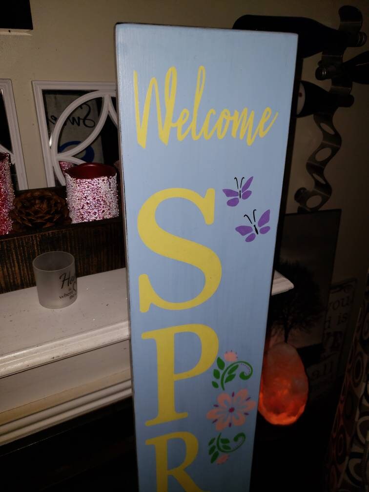 Spring Porch Sign Reversible Vertical Distressed Wood Sign | Etsy