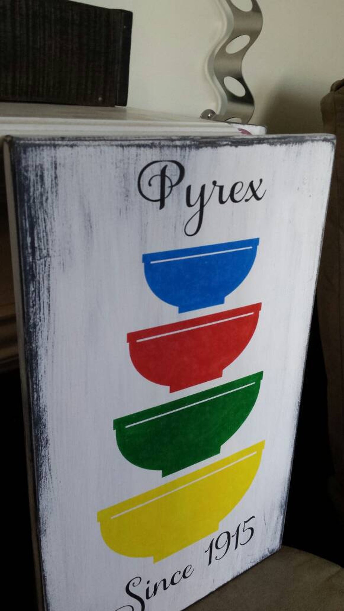 Pyrex Wood Sign Rustic Distressed Wood Large Wall Hanging - Etsy