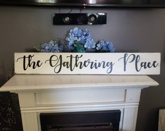 The Gathering Place Sign 8 X 48 Distressed Rustic Wood Extra Large Wall ...