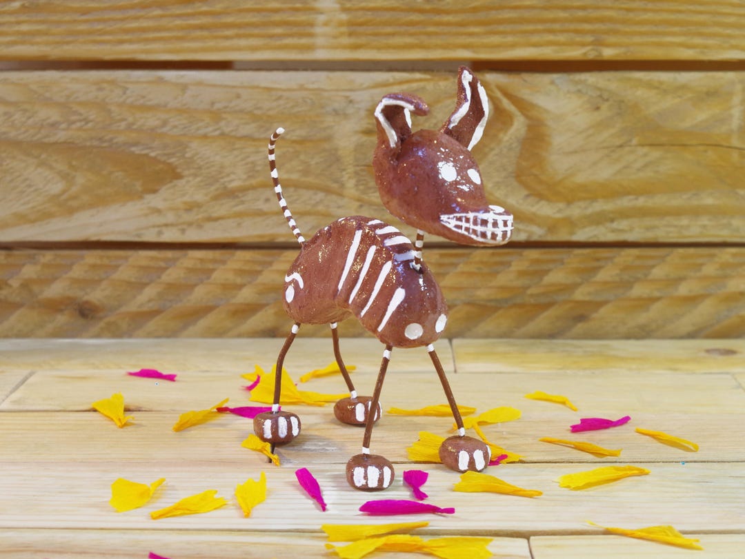Mexican Xolo Style Skull Dog Made of Natural Clay Colored Ceramic - Etsy