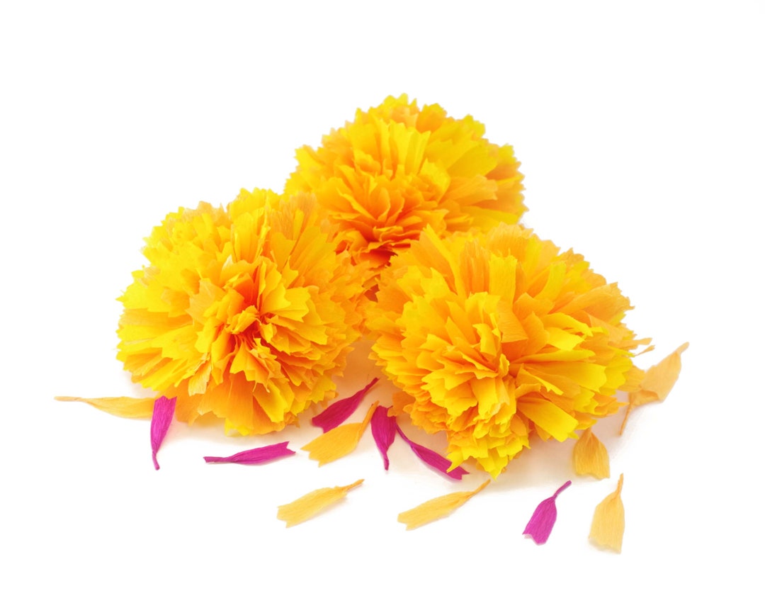 3 fleurs de cempasuchil en papier individuelles pour le jour des morts ...