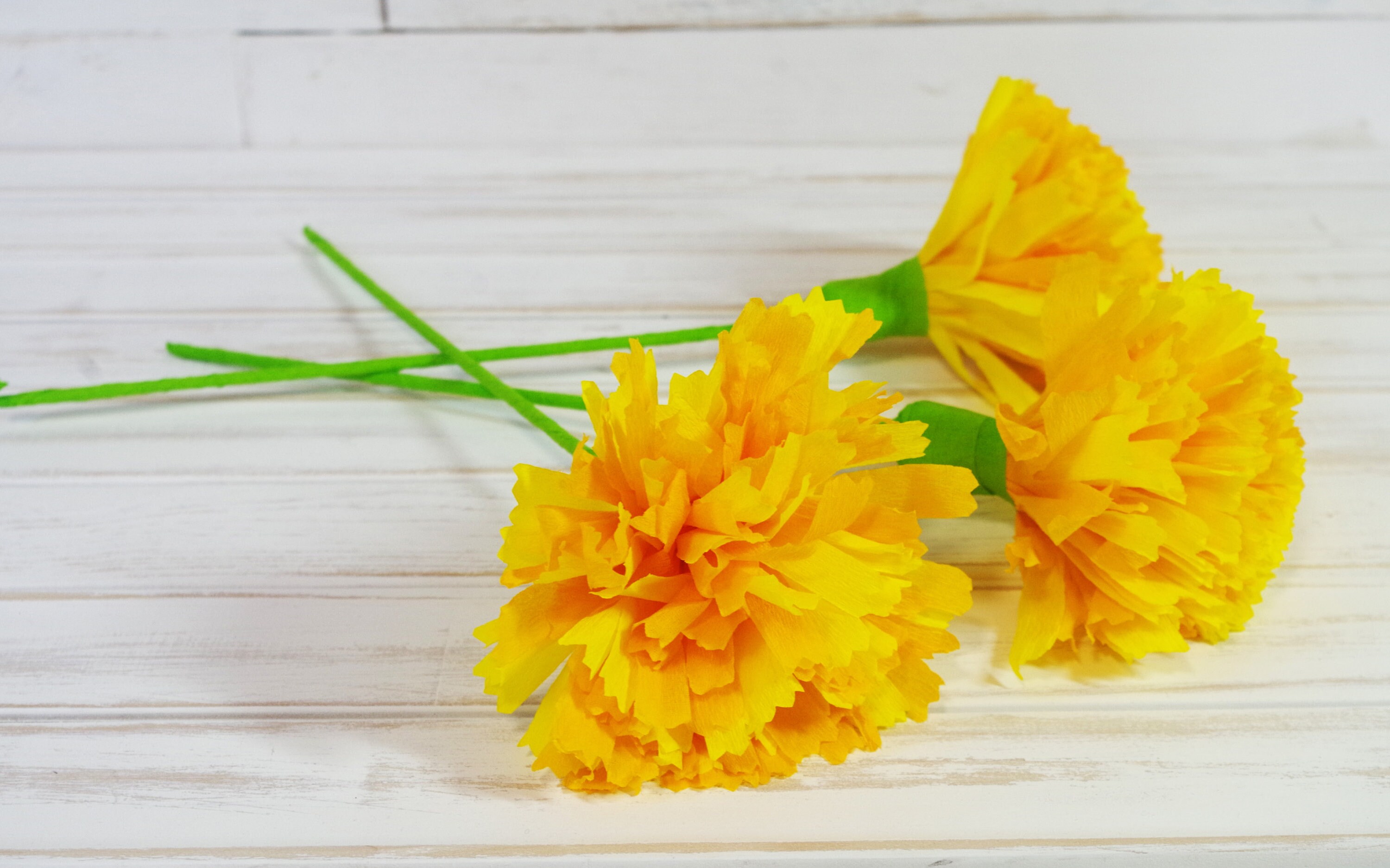 3 Cempasúchil Flowers With Stems Made With Paper for Day of the Dead ...