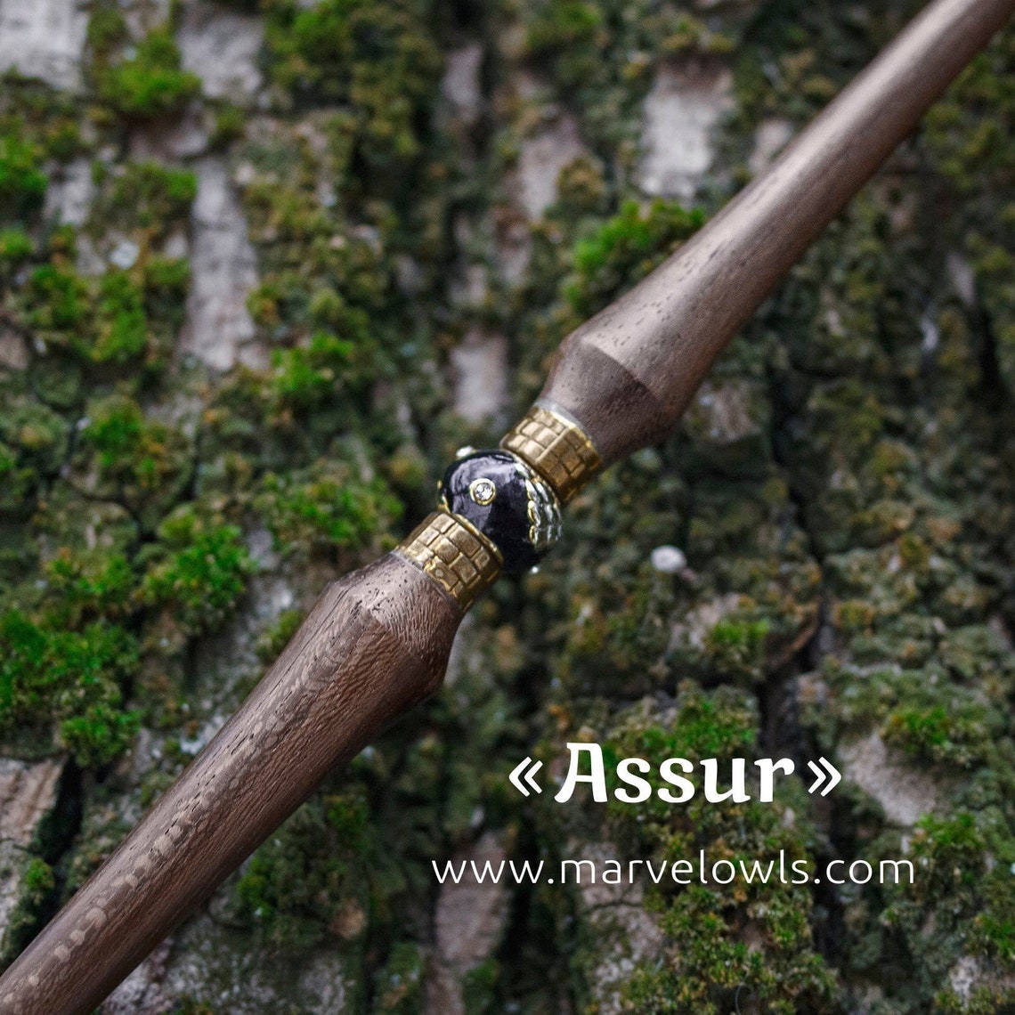 ASSUR Wizard Wand Ziricote Wood Oriental Enamel - Etsy