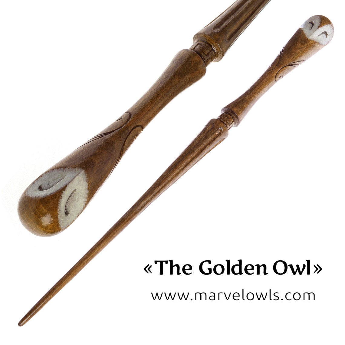 THE GOLDEN OWL Wizard Wand Carpathian Beech Wood 100% - Etsy