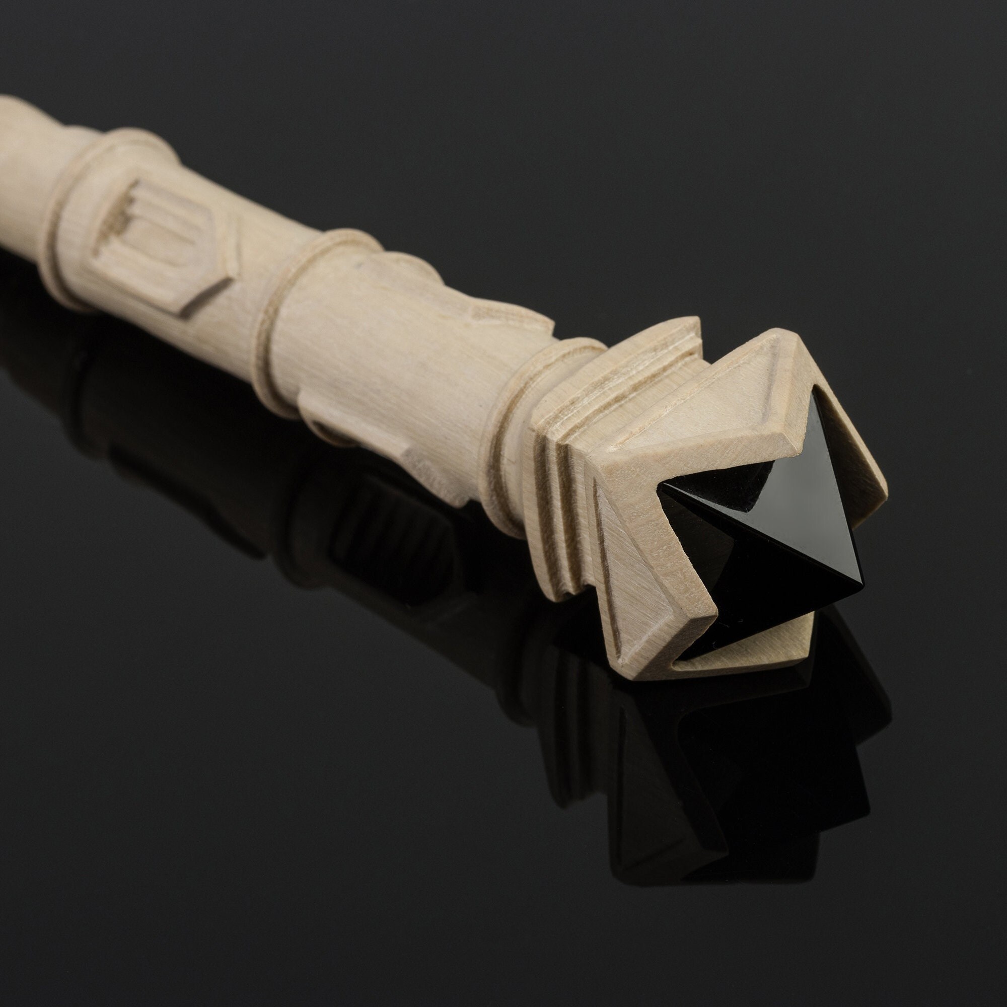 THE MIND Wizard Wand White Hornbeam Wood Black Onyx - Etsy