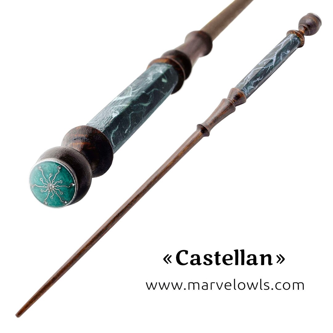 CASTELLAN Wizard Wand | Carpathian Beech Wood, Marble Paint, Enamel ...