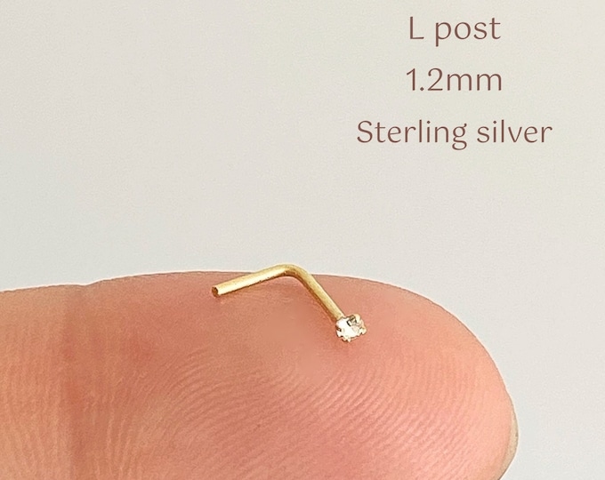 24K Teeny Tiny 1mm Nose Stud Gold Diamond Small Nose Ring Diamond Nose Stud Gold Nose Ring Nose ...