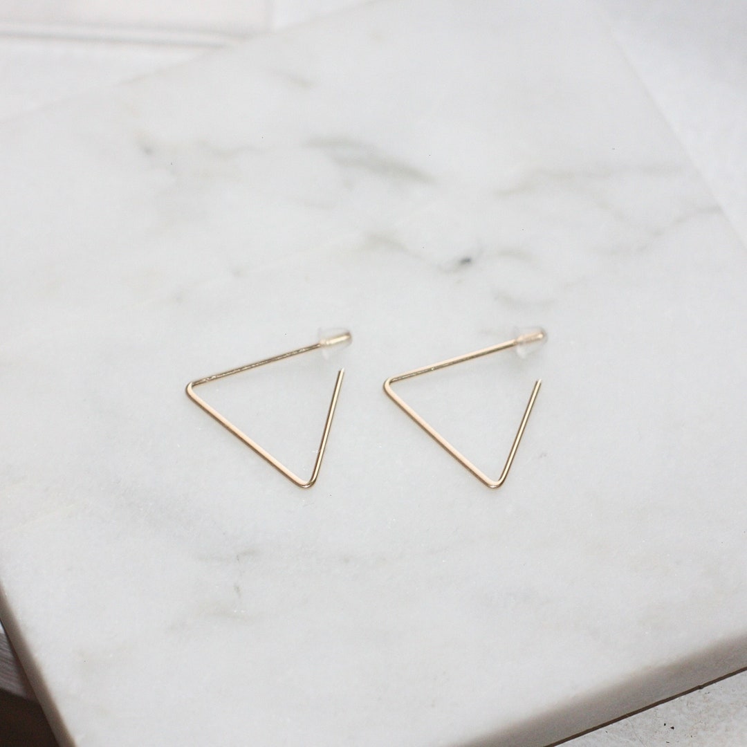 Triangle Wire Earrings, Geometric, Minimal Earrings - Etsy