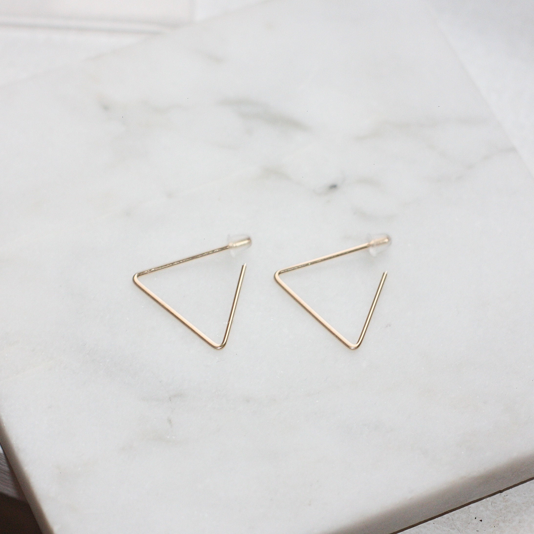 Triangle Wire Earrings, Geometric, Minimal Earrings - Etsy