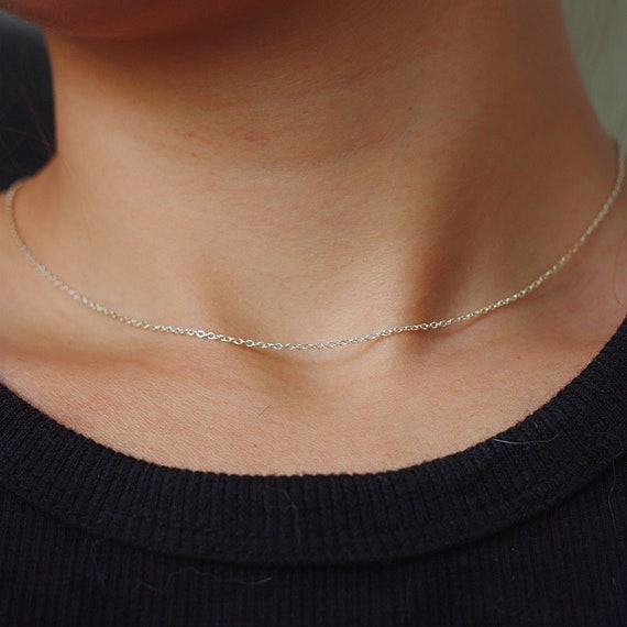 Simple Dainty Choker Necklace Sterling Silver Choker - Etsy
