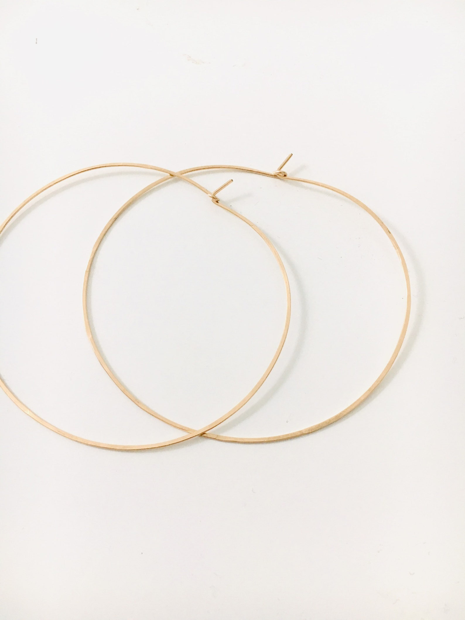 Large Thin Hoop Earrings 2.5 Gold Silver Hoops 14k - Etsy