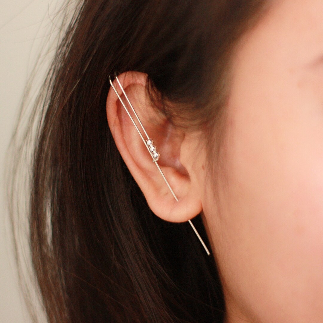 Ear Pin Hook Triple Balls Earring - Etsy