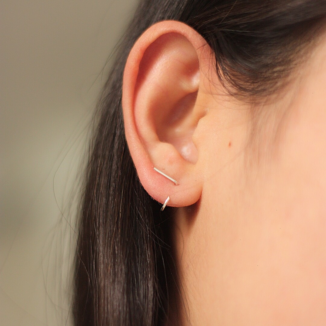 Hugging Bar Earring, Bar Earrings, Staple Earring, Minimal Earrings - Etsy