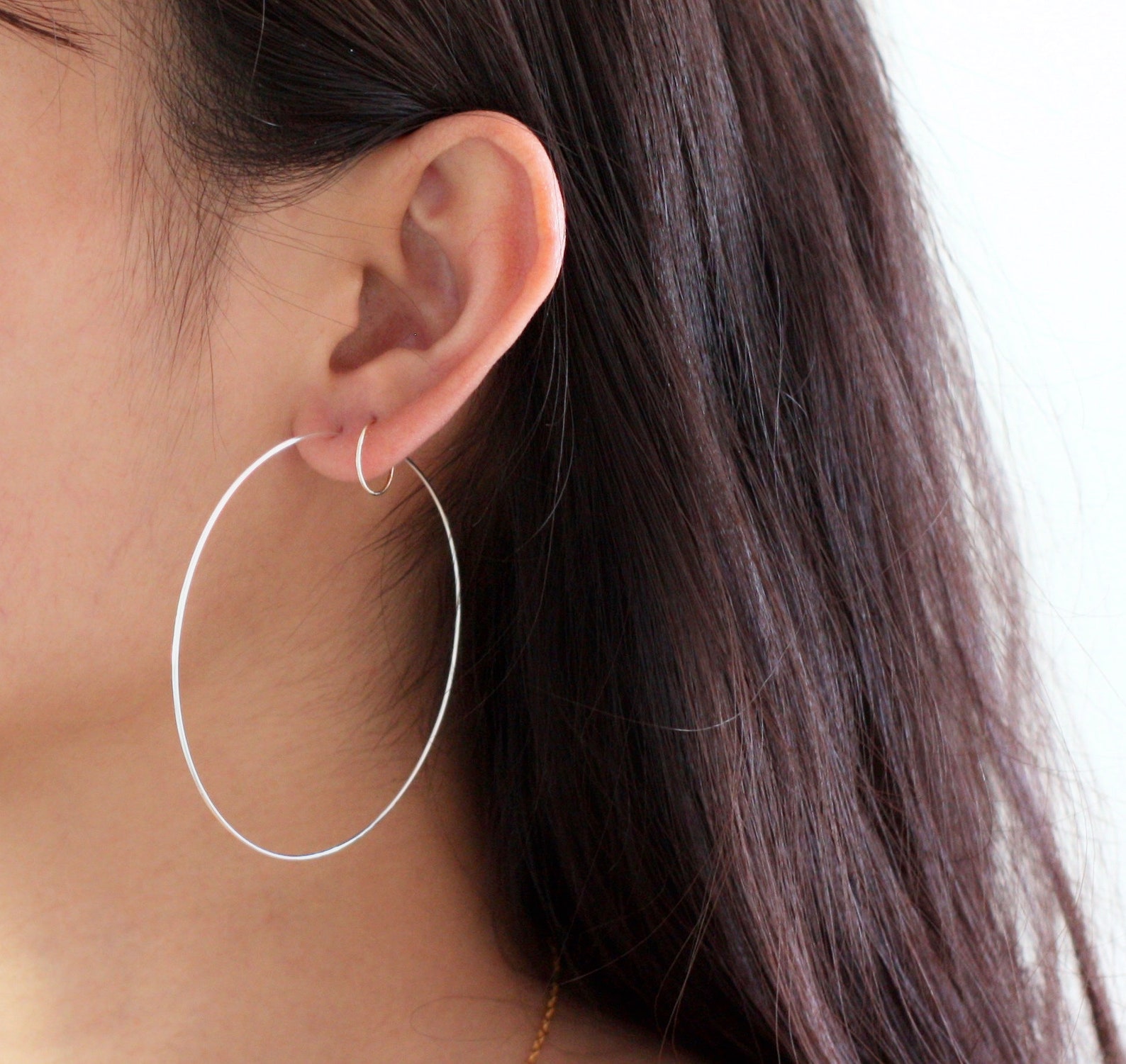 Large Thin Hoop Earrings 2.5 Gold Silver Hoops 14k - Etsy