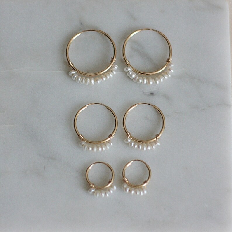 Super Tiny Baby Pearls Hoop Earrings, Dainty Hoops, Pearl Earrings - Etsy