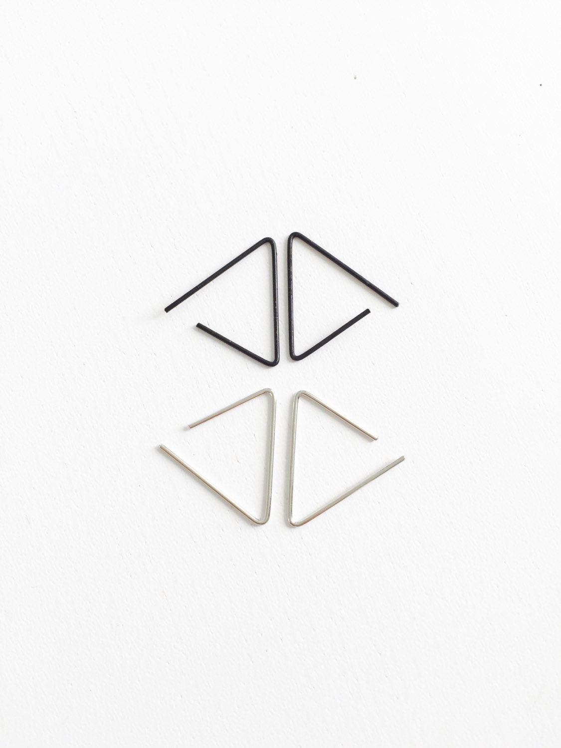 Triangle Wire Earrings Geometric Minimal Earrings - Etsy