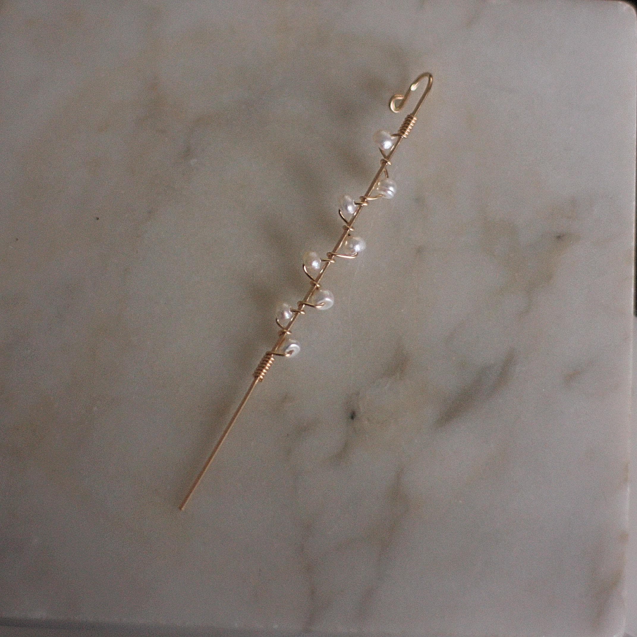 Uneven Pearls Ear Pin Hook, Pearl Ear Cuff - Etsy
