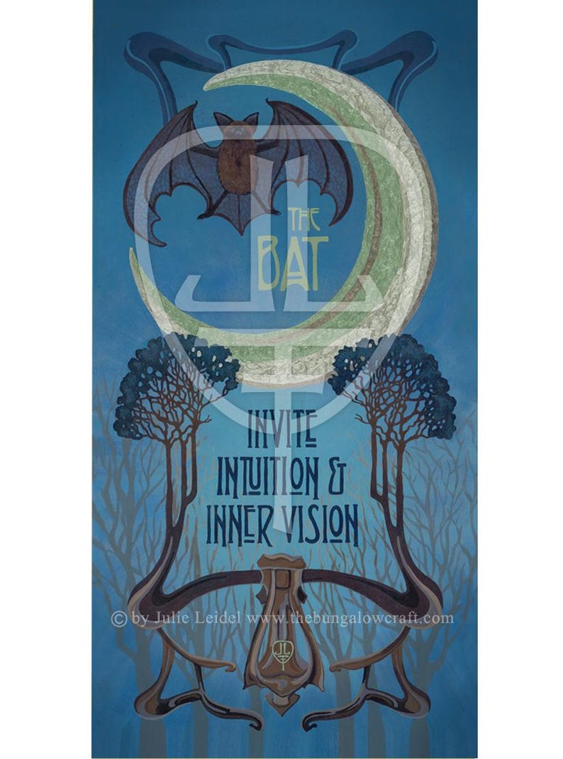 Bat Art Canvas Wall Art | Art Nouveau Bat | Mystic Moon Bat Artwork ...