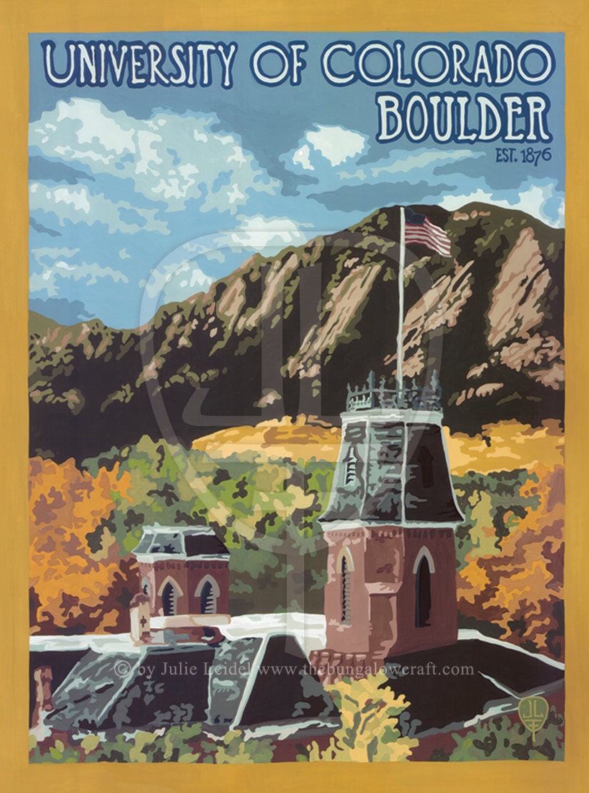 Cu University Of Colorado Artwork By Julie Leidel Etsy