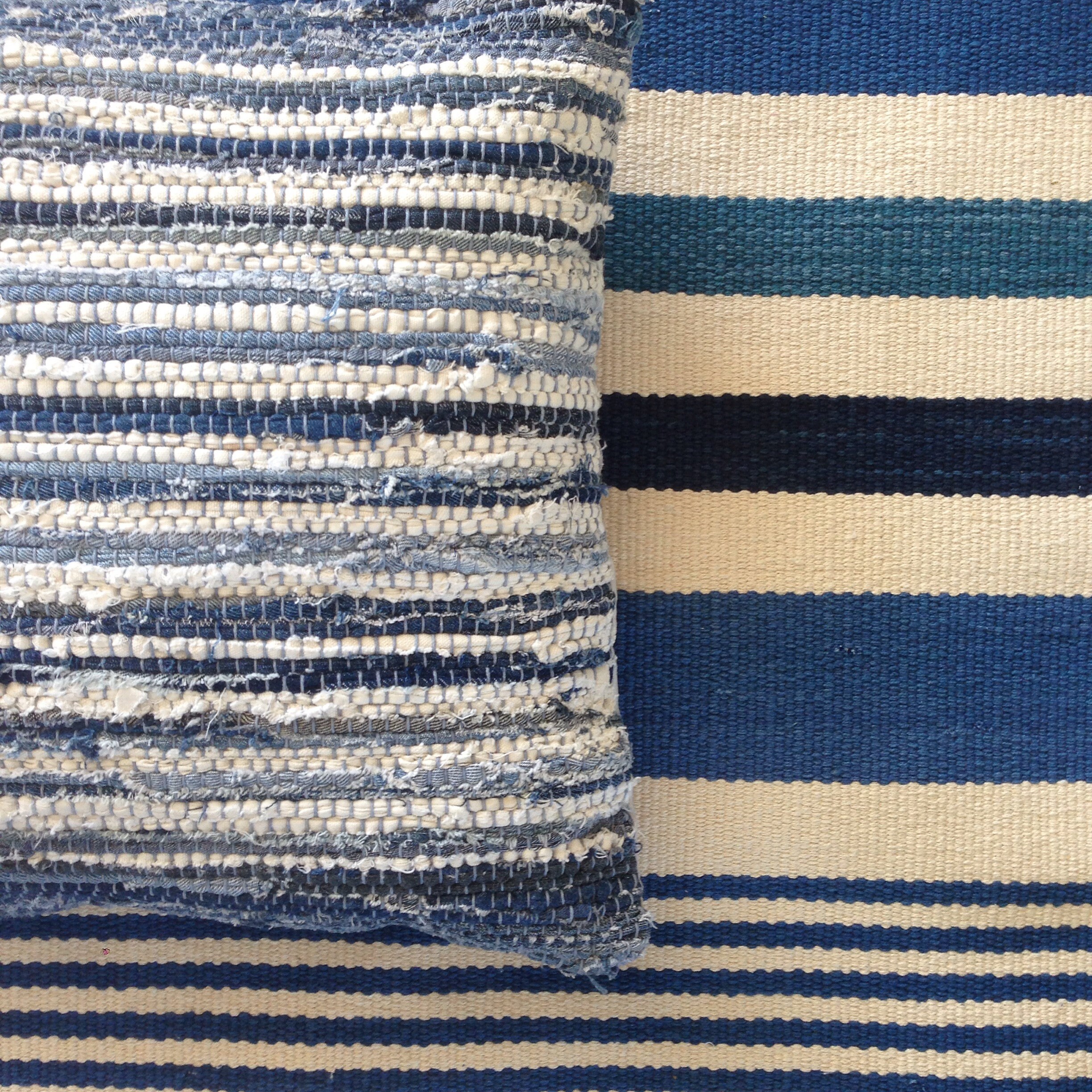 Cojines de mezclilla azul y rayas blancas almohada de 45 x 45 - Etsy México