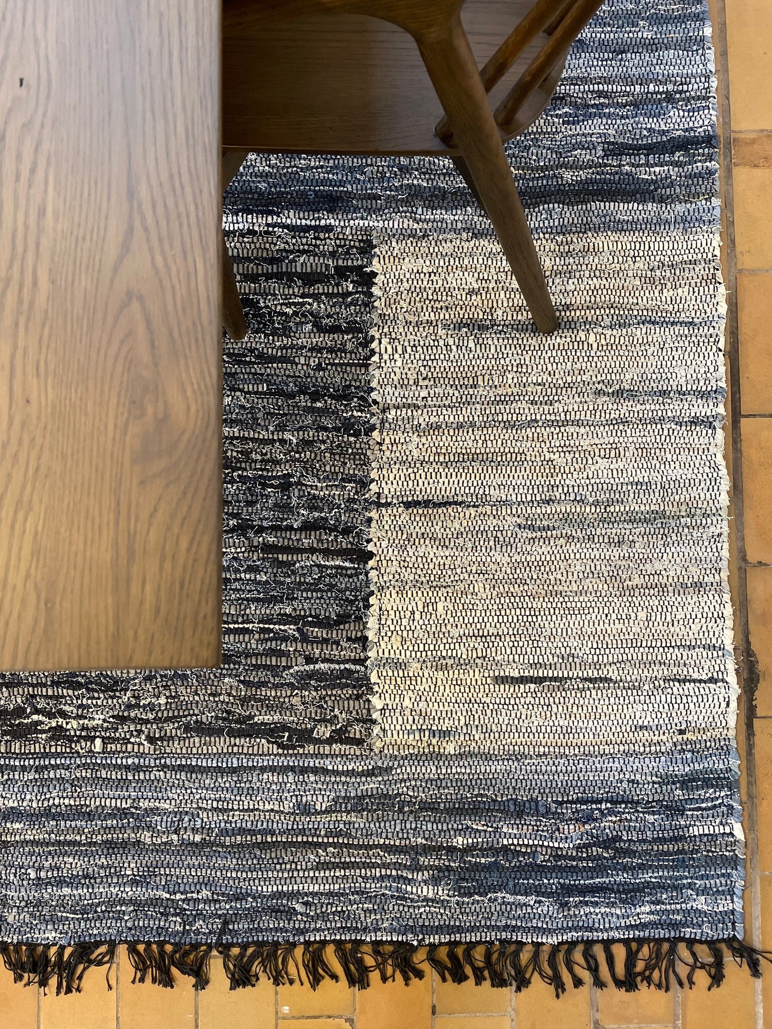 6.5 X 10 Ft Blue "denim Patchwork" Rug, Handwoven Denim Carpet 200 X ...