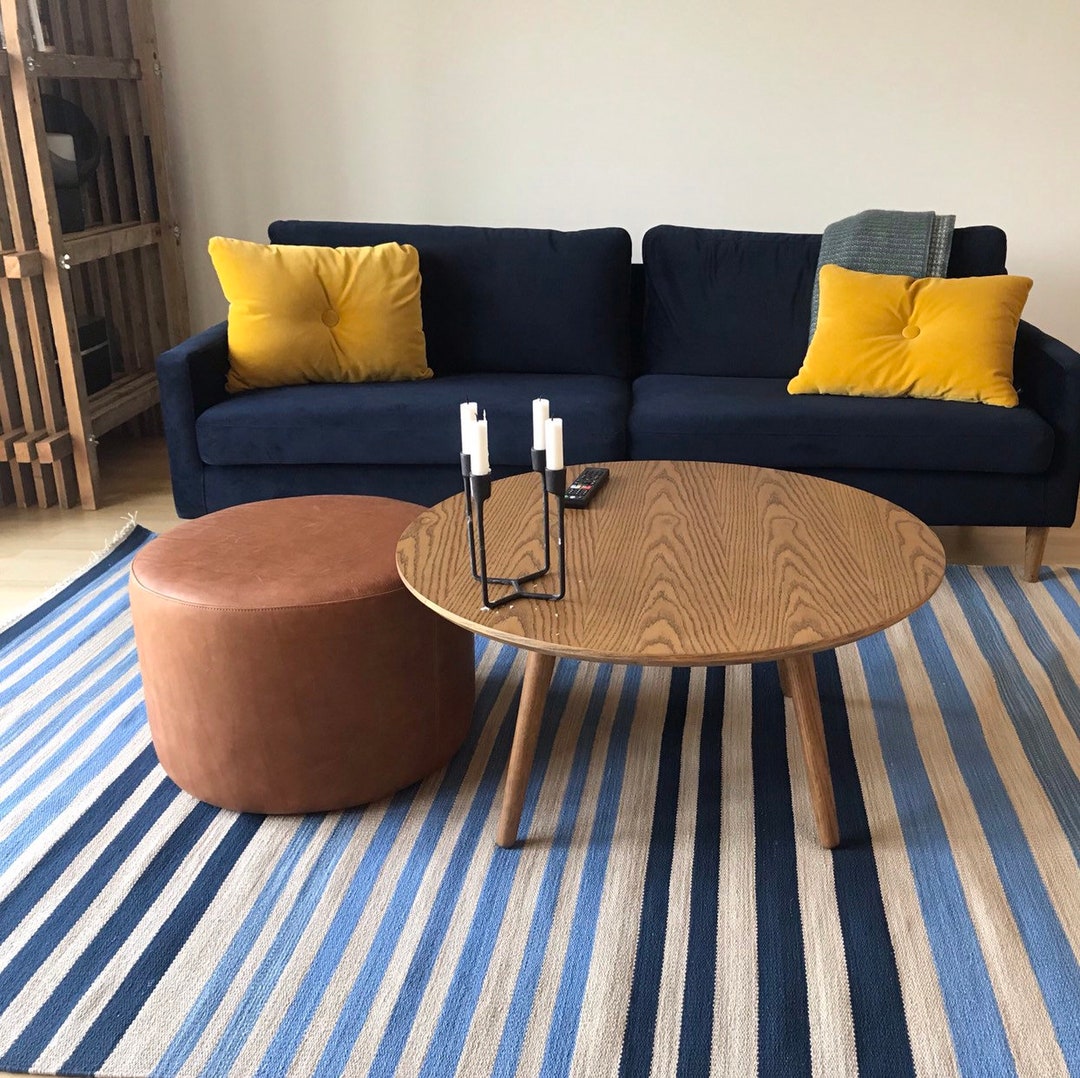 Modern Striped Blue Carpet, Dhurrie Blue Beige Stripes, 180 X 250 Cm ...