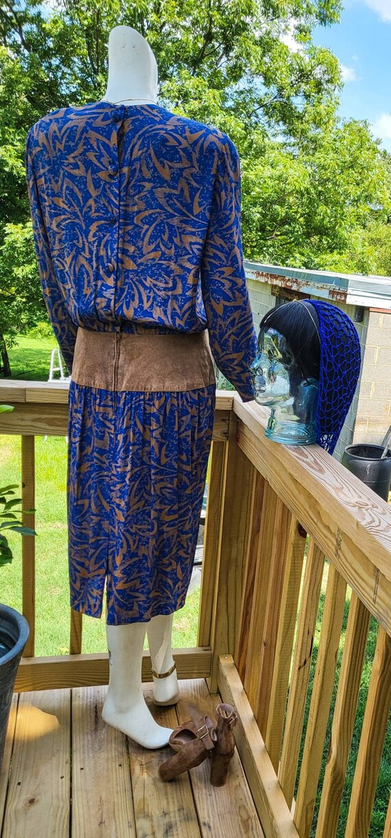 Vintage Cynthia Rowe Blue and Brown Suede Leather Lon… - Gem