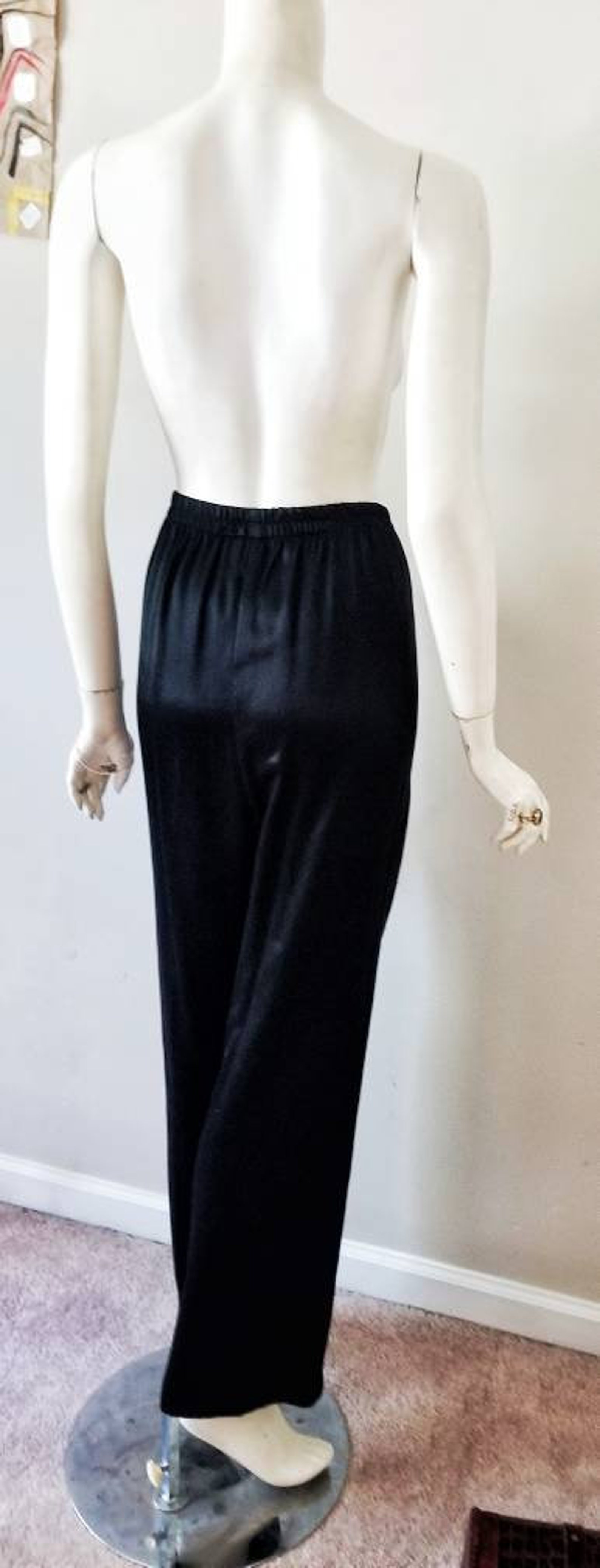 Vintage Richards Woman High Waist Black Shiny Sleek Slacks - Etsy