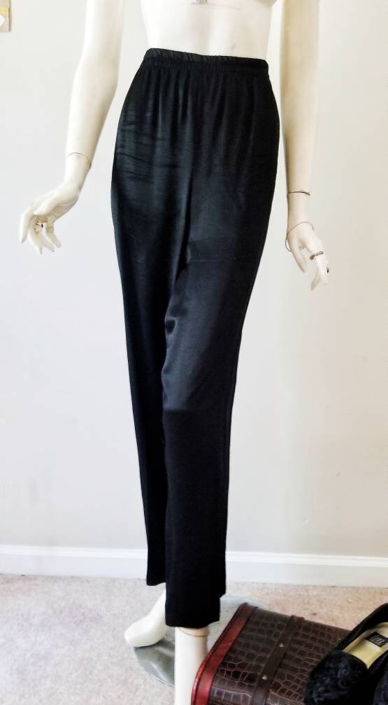 Vintage Richards Woman High Waist Black Shiny Sleek Slacks - Etsy