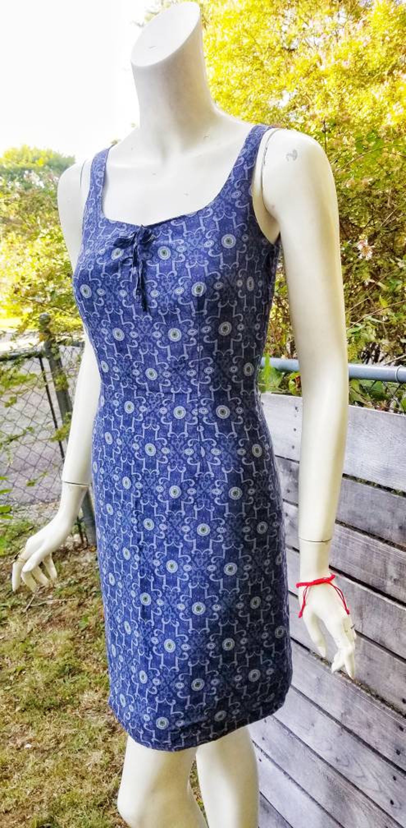 Vintage Merona Blue Silk Abstract Print Fine Straps Mini Robe - Etsy