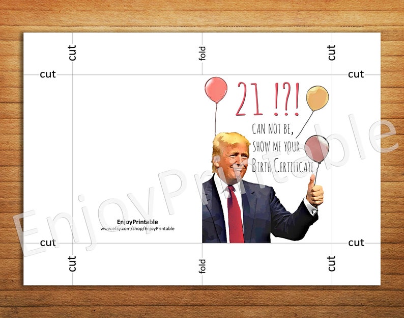 21st Birthday Card Donald Trump Card Personalised Age 21 | Etsy