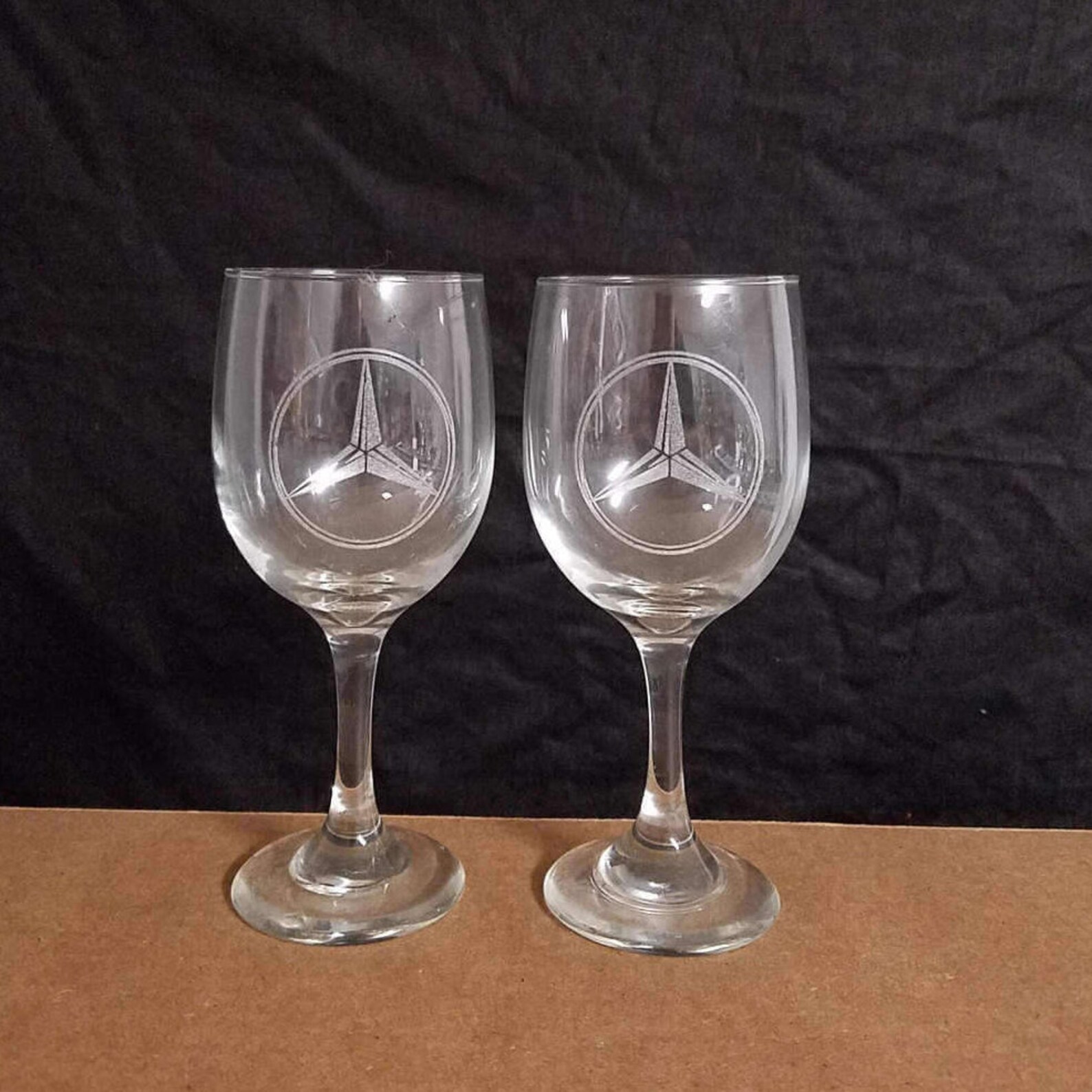 Set of 2 Nice Etched Drinking Wine Glasses MERCEDES-BENZ - Etsy