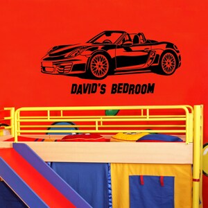 Custom Porsche Vinyl Decal, Porsche Wall Sticker, Customized Kid's ...