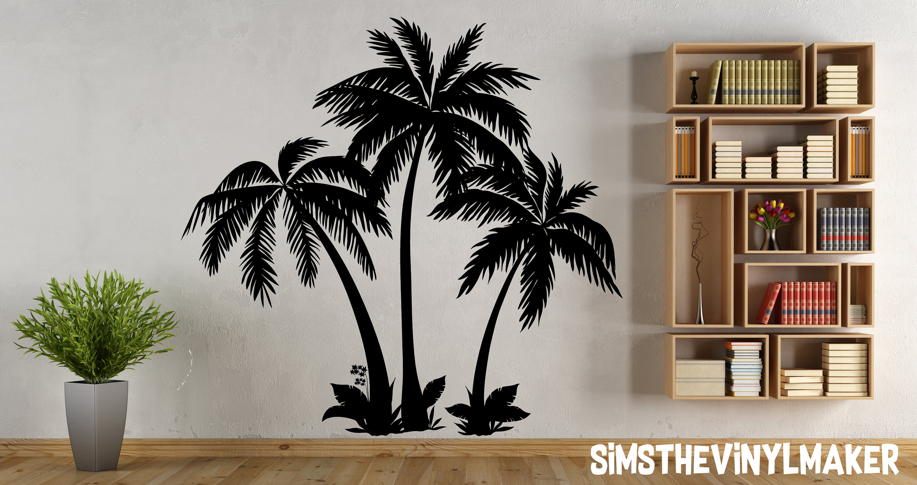 Palm Tree Wall Decal 3 Palm Trees Vinyl Sticker Palm Tree - Etsy