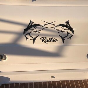 Custom Text Marlin Decal, Blue Marlin Personalized Decals, Fishing ...