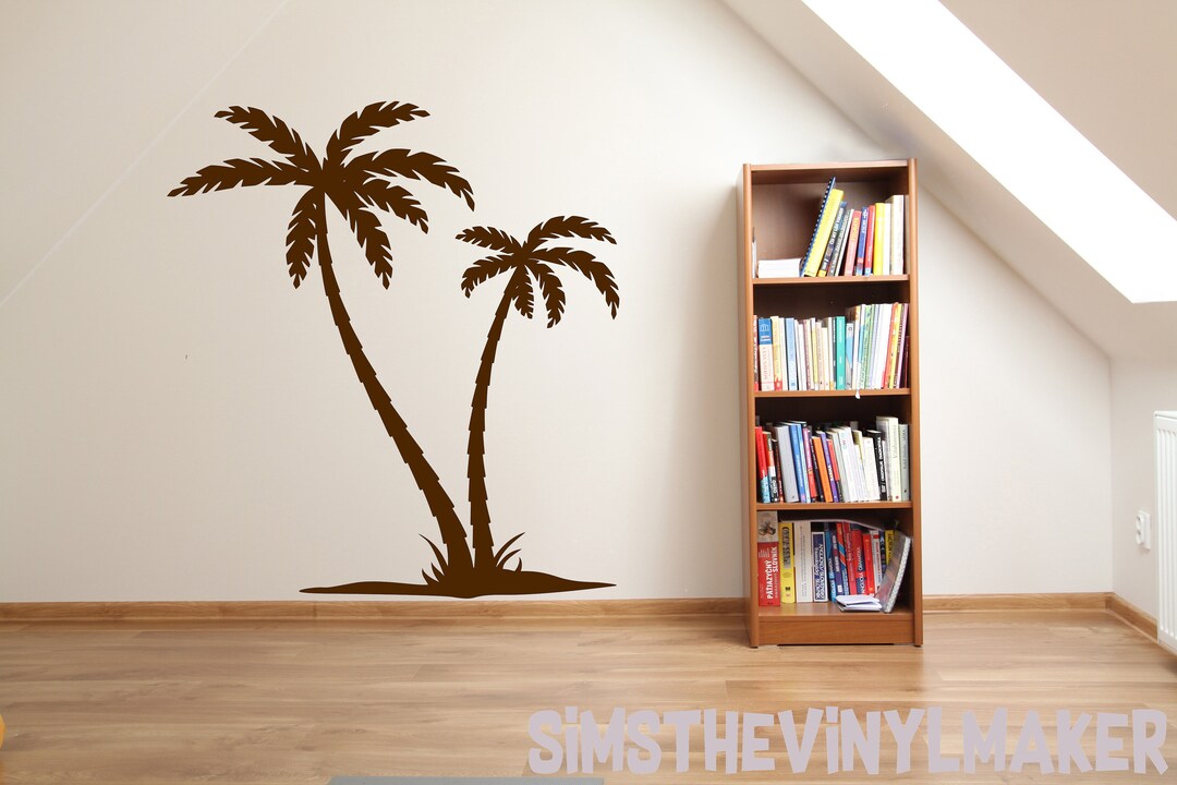 Palm Tree Wall Decal, 2 Palm Trees Vinyl Sticker, Island Palm Tree ...