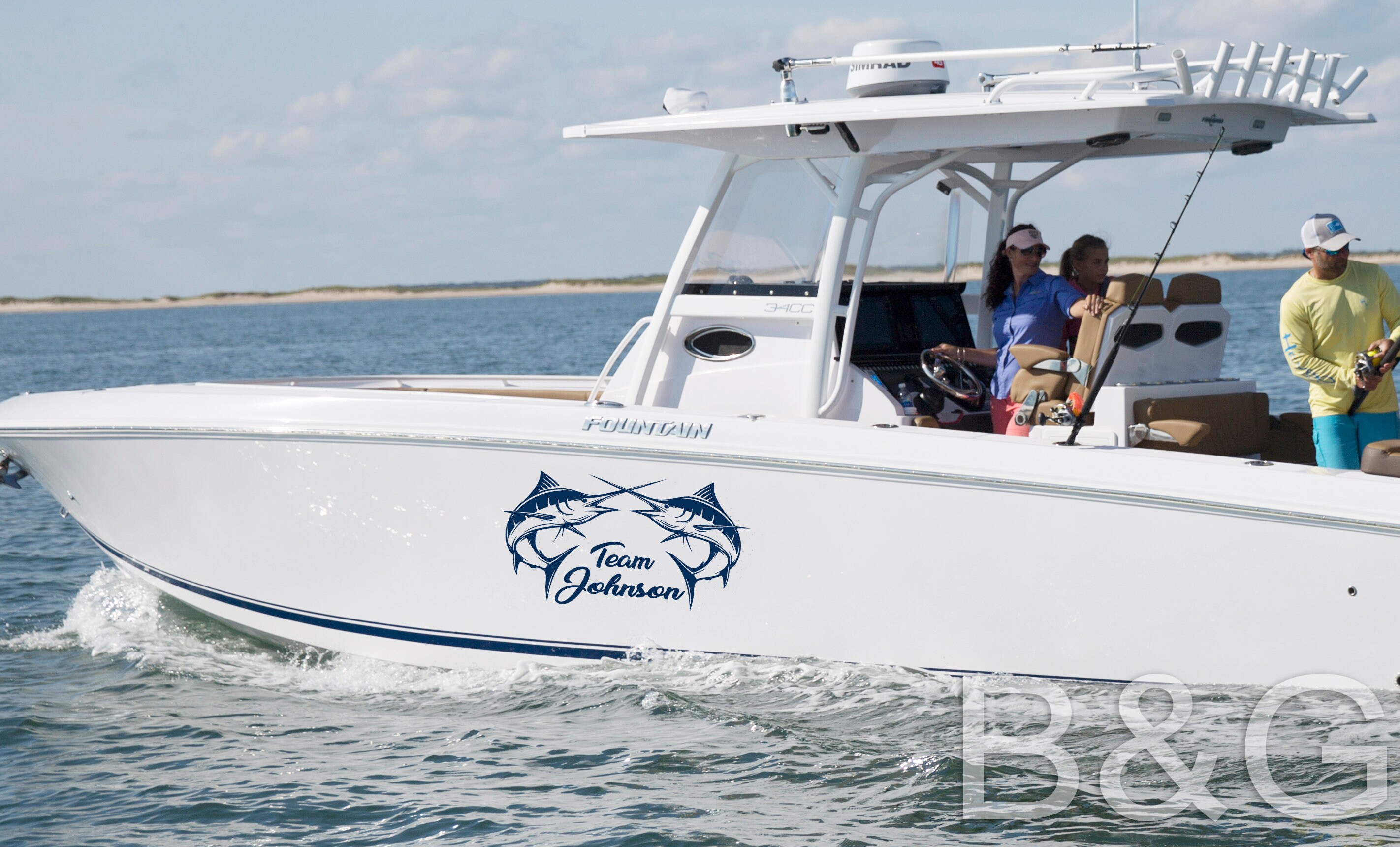 Custom Text Marlin Decal Blue Marlin Personalized Decals | Etsy