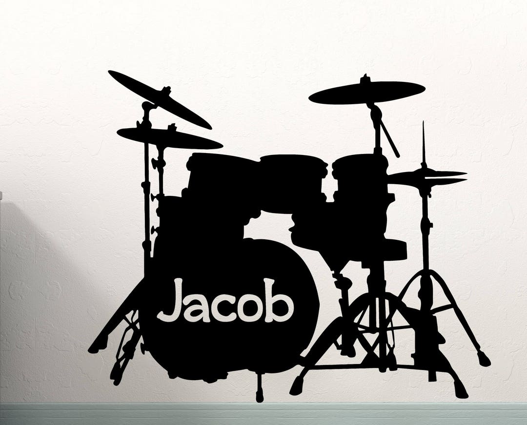 Drum Set Wall Decal, Music Instrument Decal, Custom Drum Set Vinyl ...