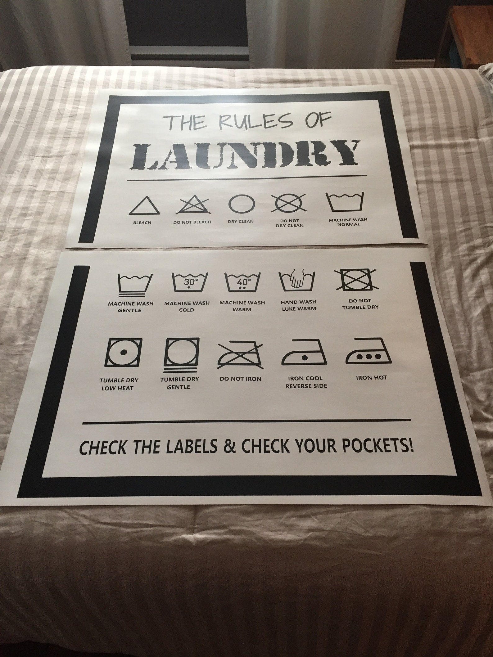 The Rules of Laundry Decals Laundry Tag Stickers Pattern | Etsy