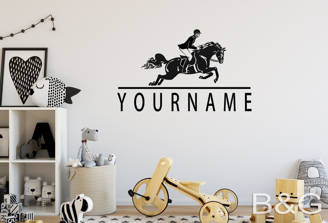 Custom Horse Name Decal | Custom Name Jockey Vinyl Sticker | Equestrian ...
