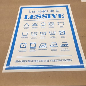 Les regles de la lessive decalque, autocollant etiquettes de lavage ...