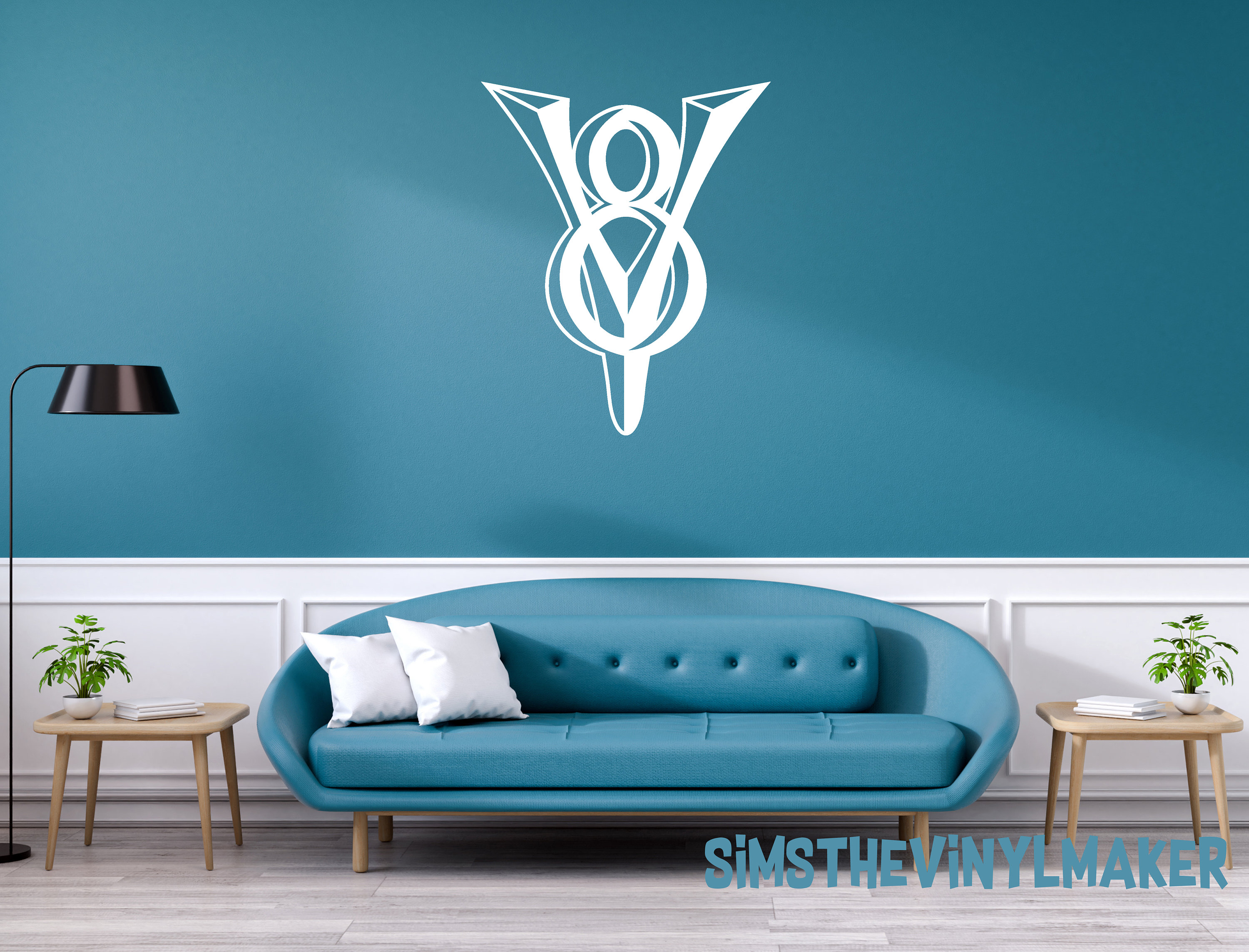 V8 Emblem Vinyl Decal Large V8 Crest Wall Mural V8 Motor - Etsy