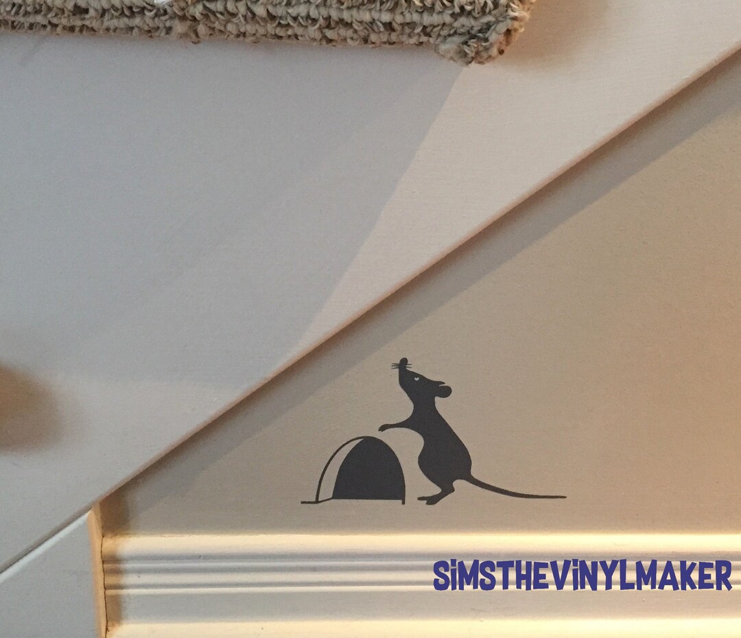 Mouse Hole Decal | Little Mouse Vinyl Sticker | Mouse Silhouette ...
