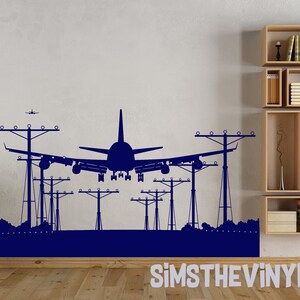 Airport Landing Decal, Living Room Wall Decor, Airplane Landing Decal ...