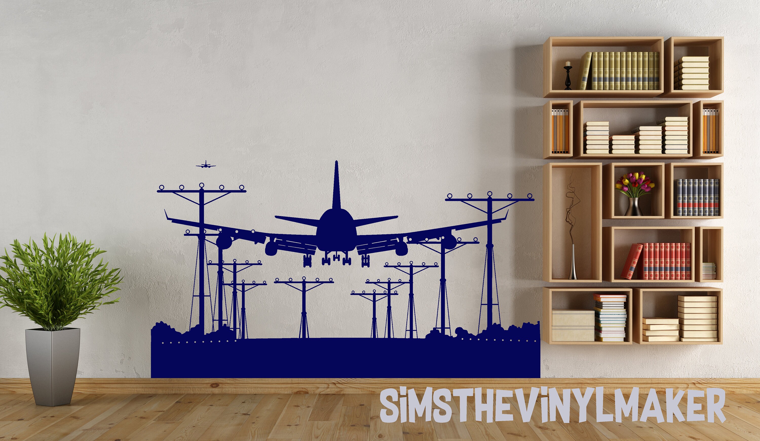 Airport landing decal living room wall decor airplane | Etsy